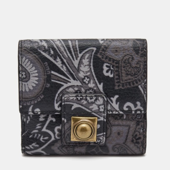 Etro | Bags | Etro Blackgrey Paisley Print Leather Crown Me Compact ...